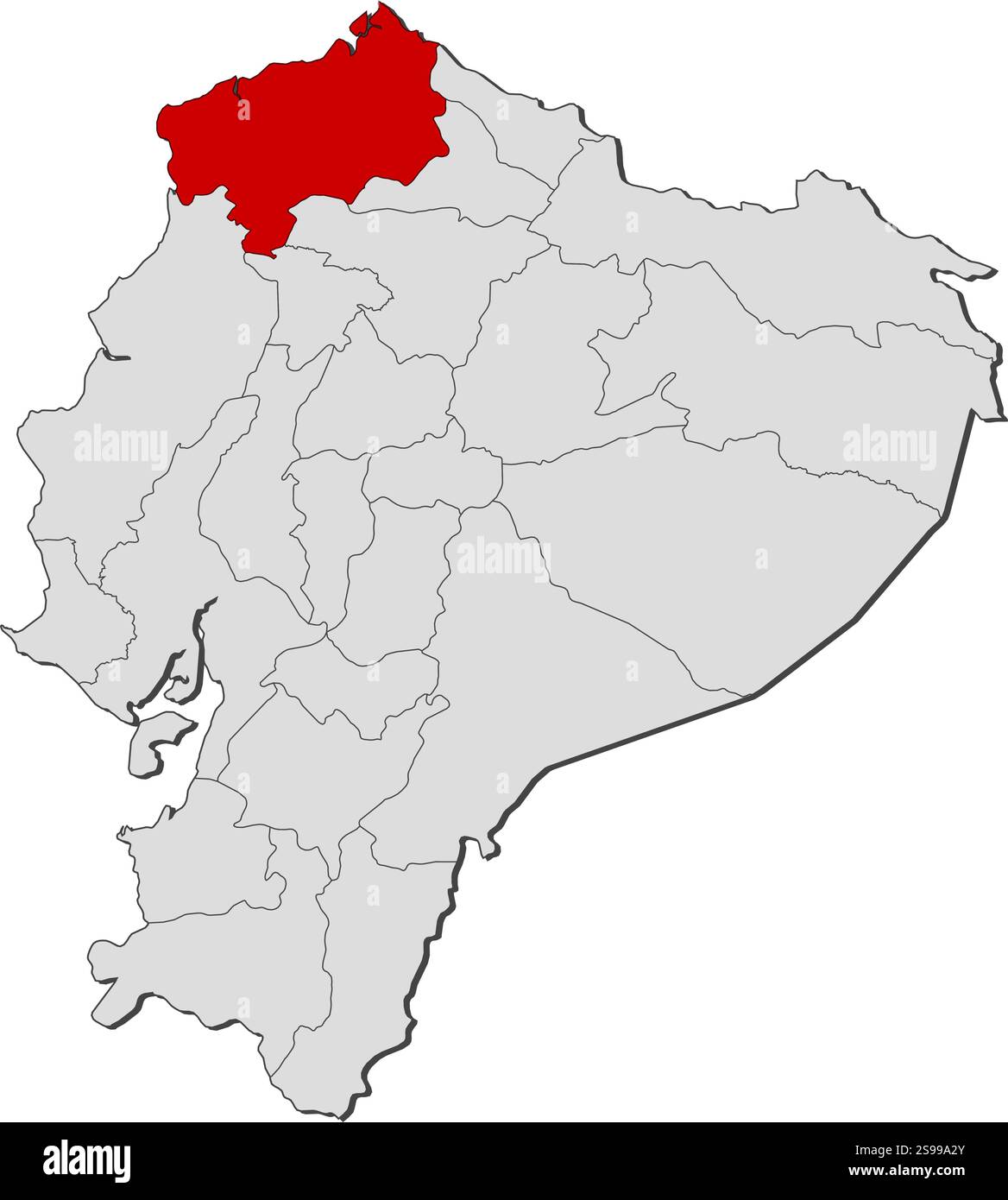 Map of Ecuador with the provinces, Esmeraldas is highlighted Stock ...