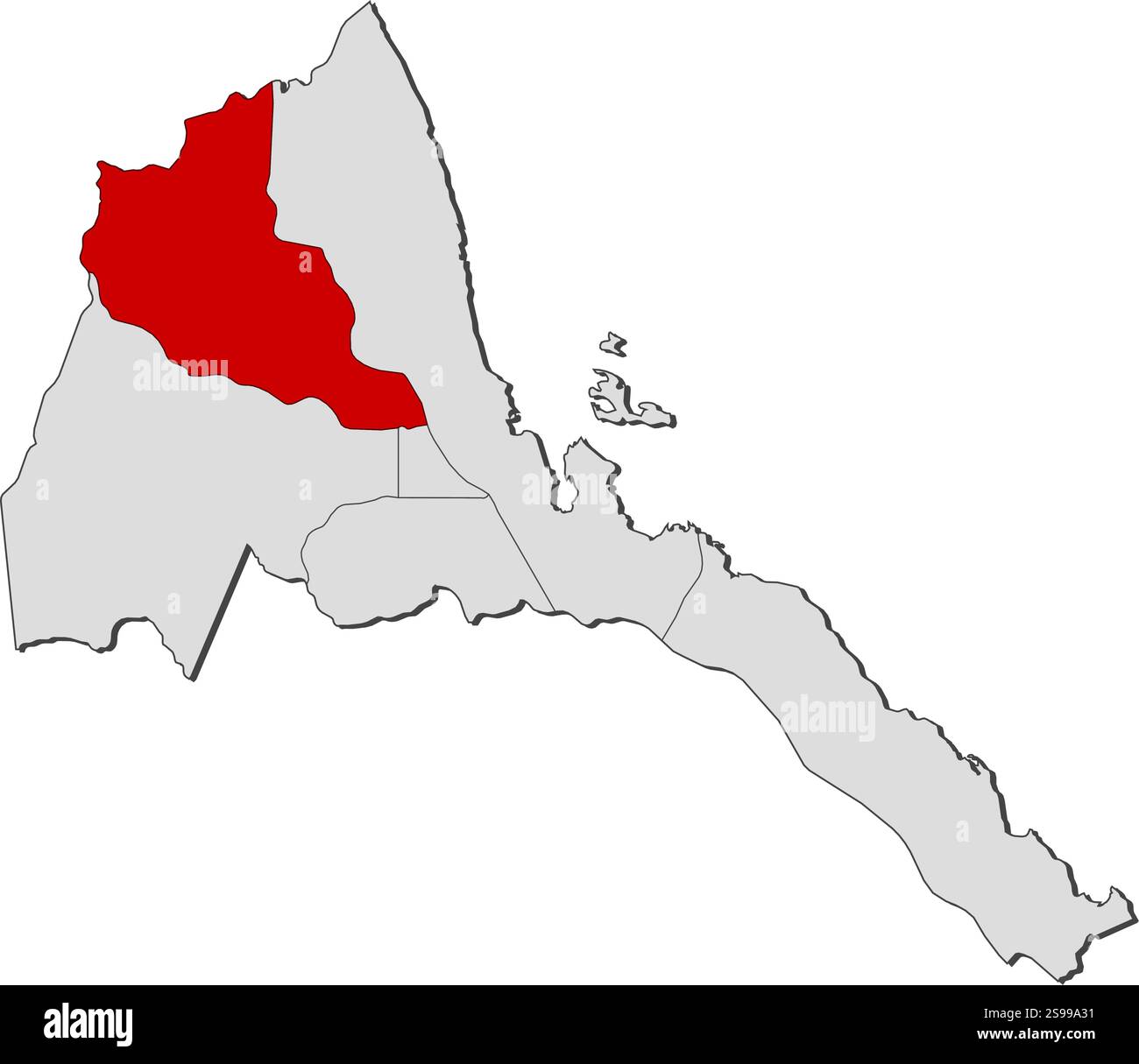 Map of Eritrea with the provinces, Northern Red Sea Region is ...