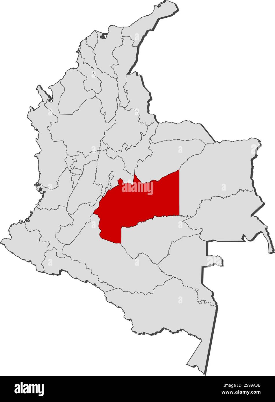 Map of Colombia with the provinces, Meta is highlighted Stock Vector ...