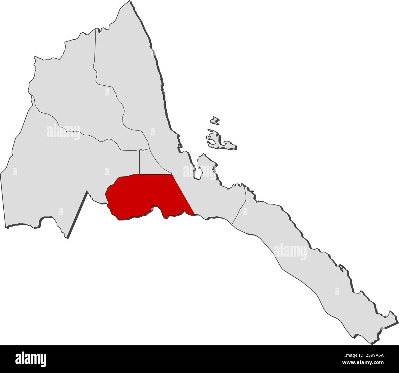 Map of Eritrea with the provinces, Maekel is highlighted Stock Vector ...