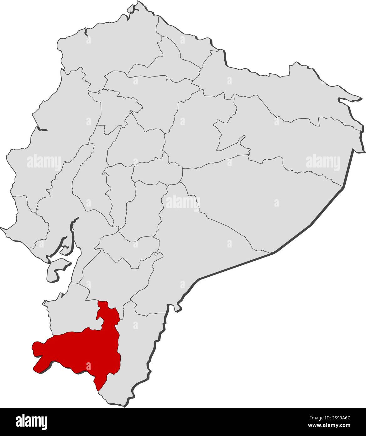 Map of Ecuador with the provinces, Loja is highlighted Stock Vector ...