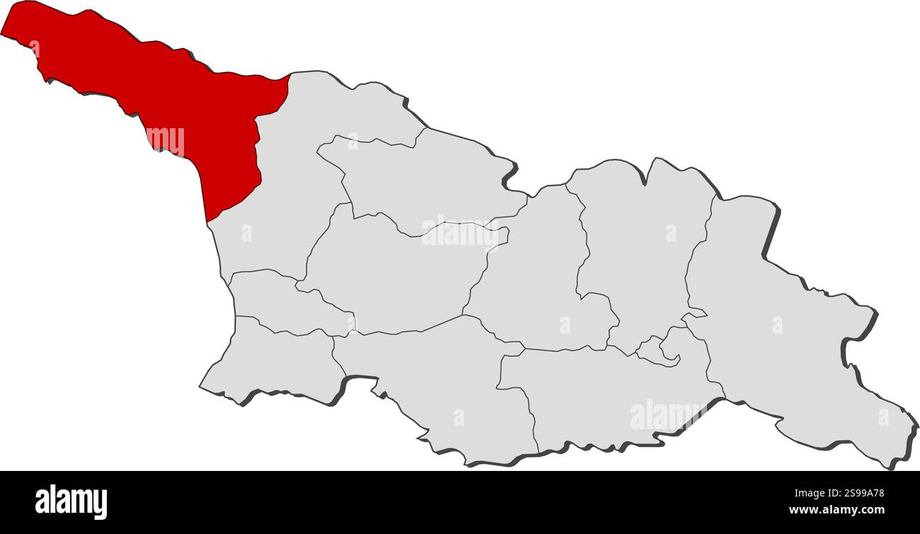 Map of Georgia with the provinces, Abkhazia is highlighted Stock Vector ...