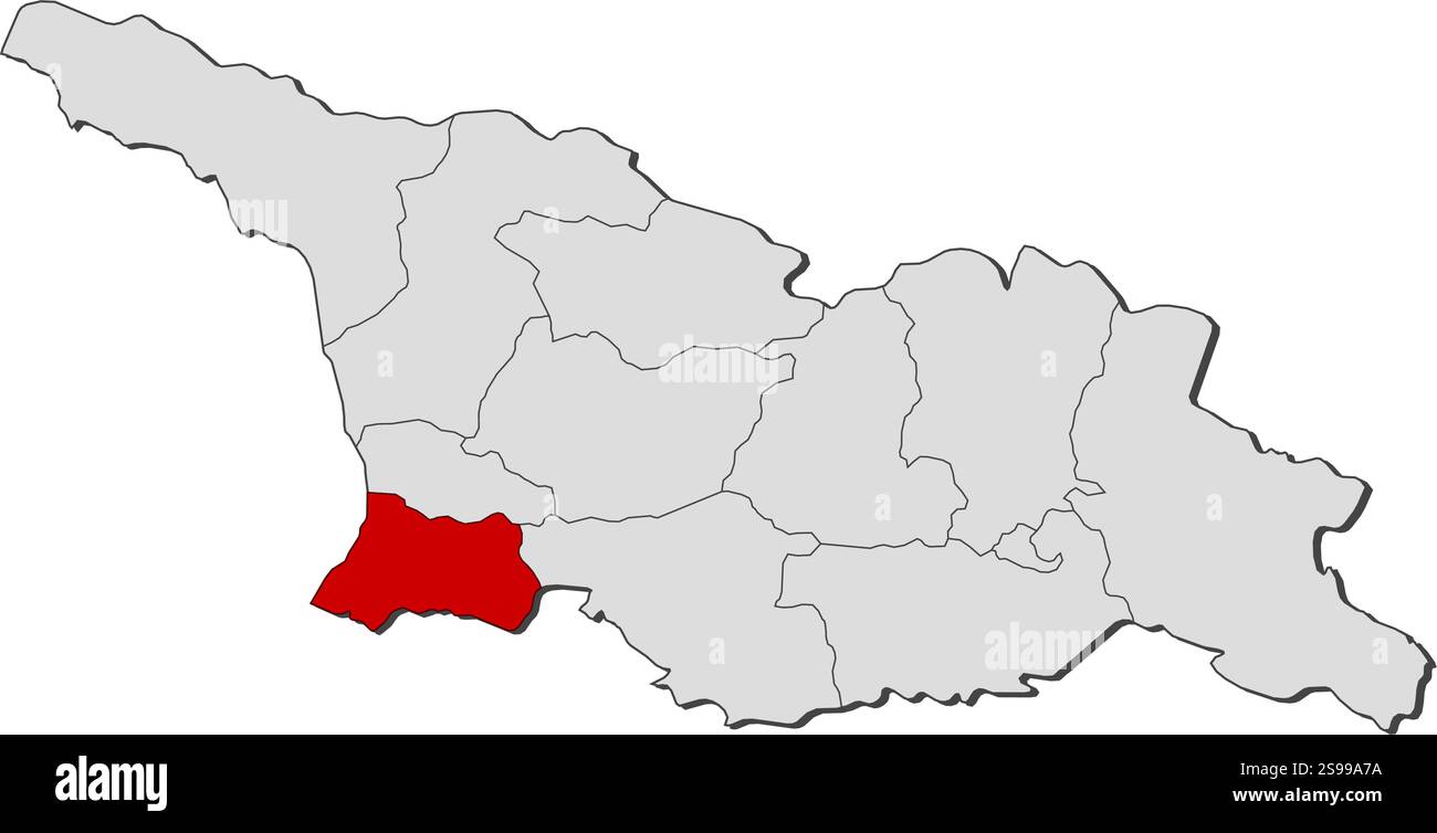 Map of Georgia with the provinces, Adjara is highlighted Stock Vector ...