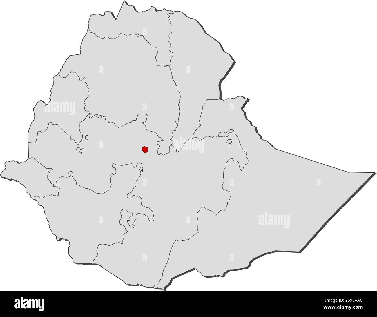 Map of Ethiopia with the provinces, Addis Ababa is highlighted Stock ...