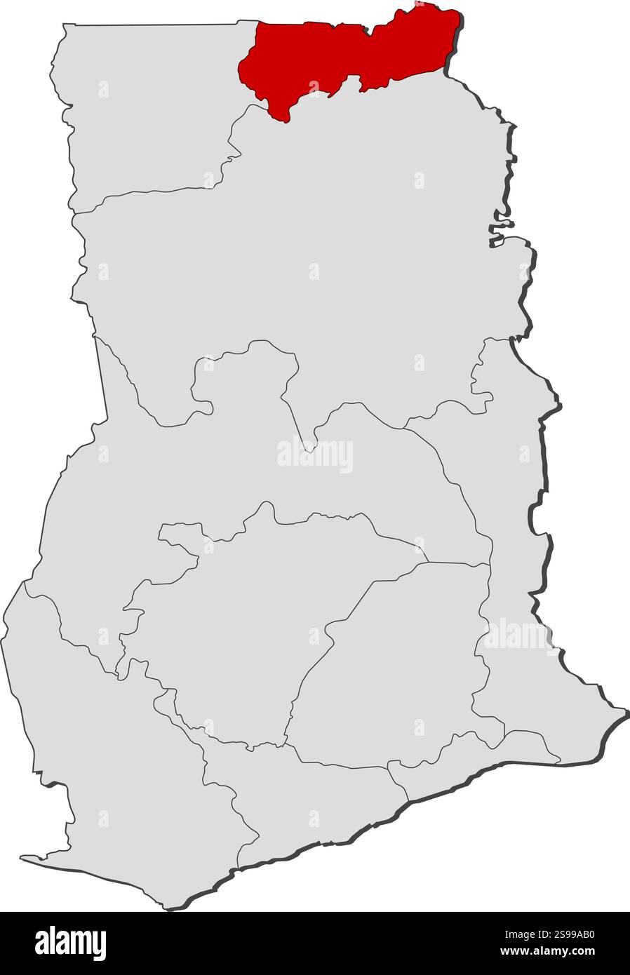 Map of Ghana with the provinces, Upper East is highlighted Stock Vector ...