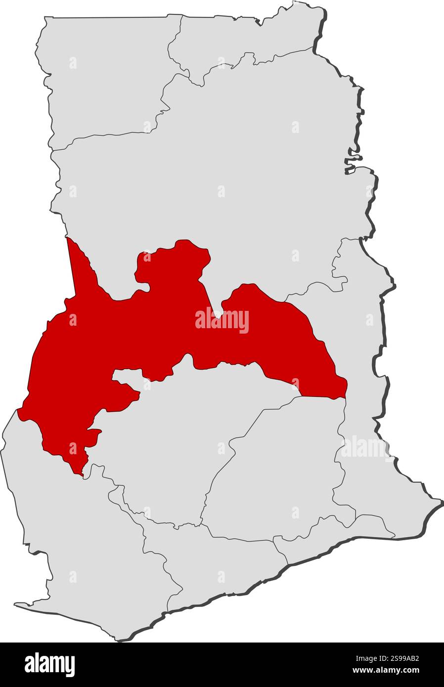 Map of Ghana with the provinces, Brong-Ahafo is highlighted Stock ...