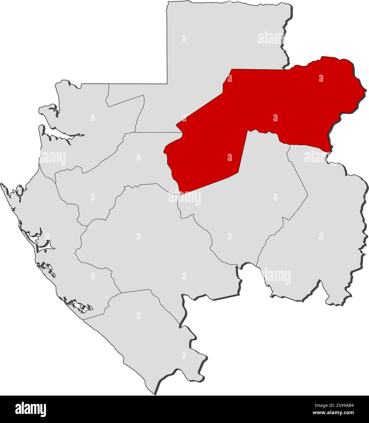 Map of Gabon with the provinces, Ogooué-Ivindo is highlighted Stock ...