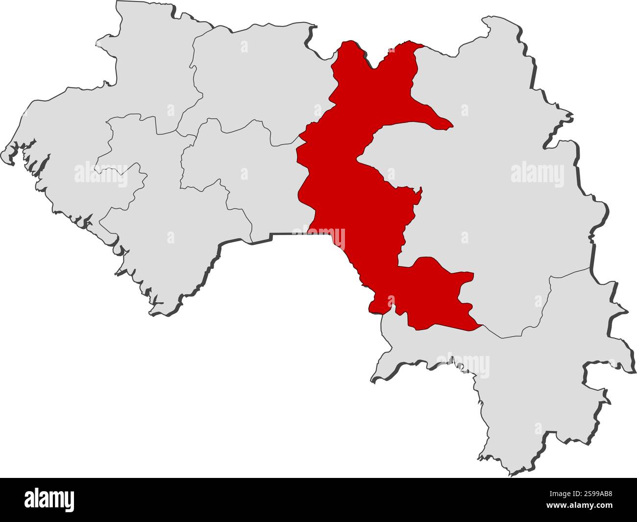 Map of Guinea with the provinces, Faranah is highlighted Stock Vector ...