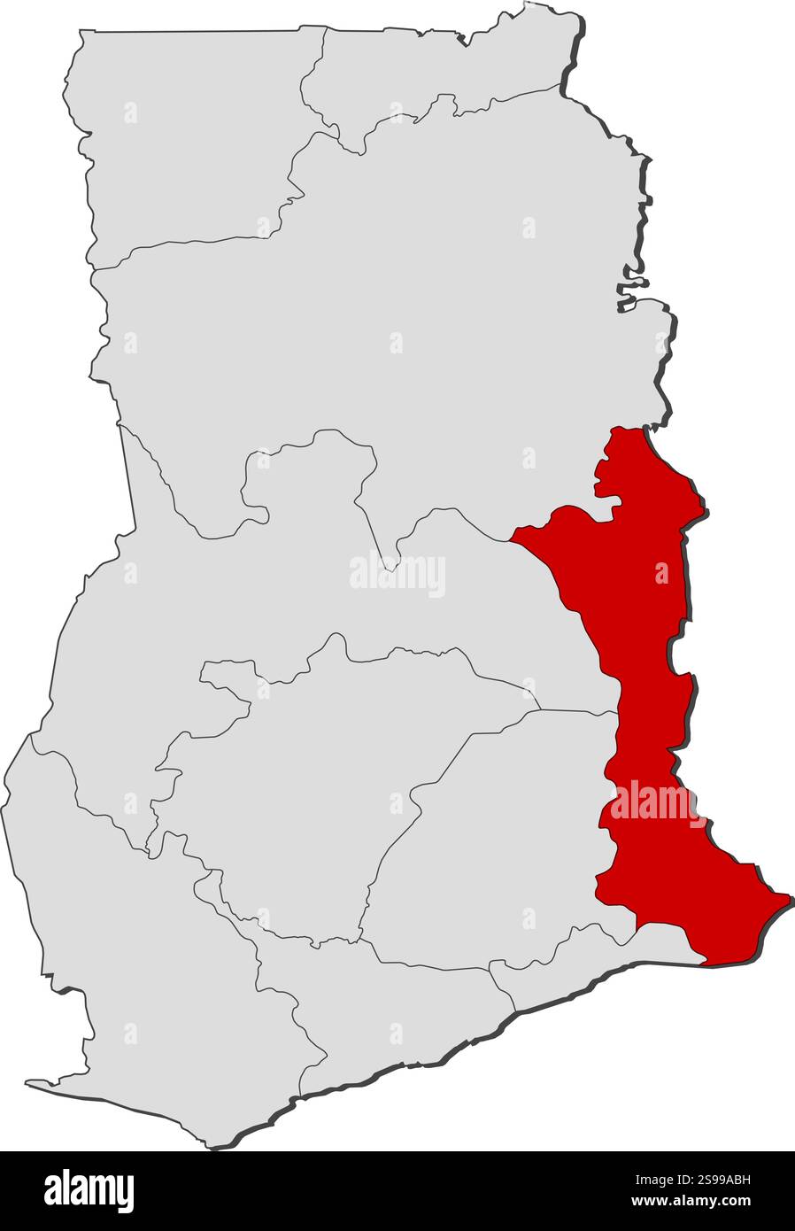 Map of Ghana with the provinces, Volta is highlighted Stock Vector ...