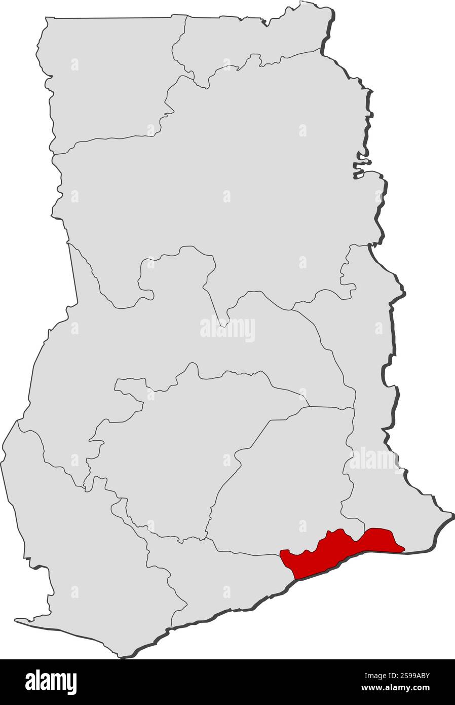 Map of Ghana with the provinces, Greater Accra is highlighted Stock ...