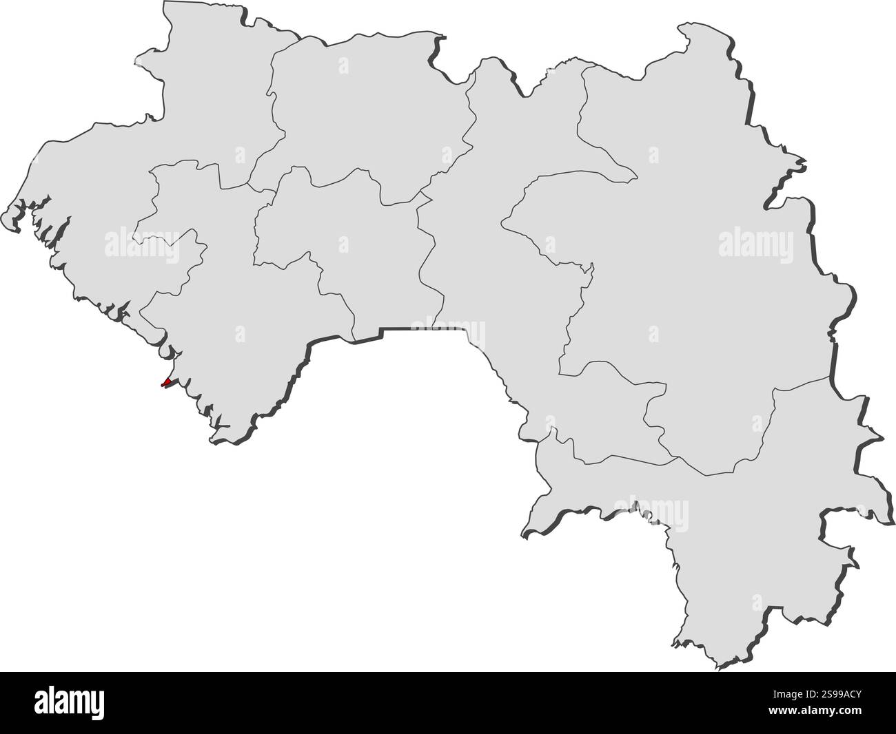 Map of Guinea with the provinces, Conakry is highlighted Stock Vector ...