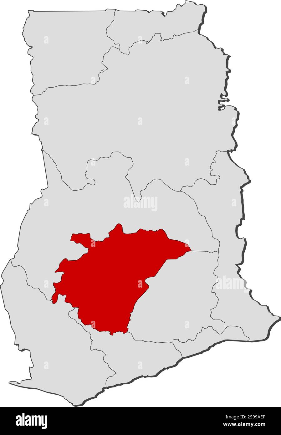 Map of Ghana with the provinces, Ashanti is highlighted Stock Vector ...