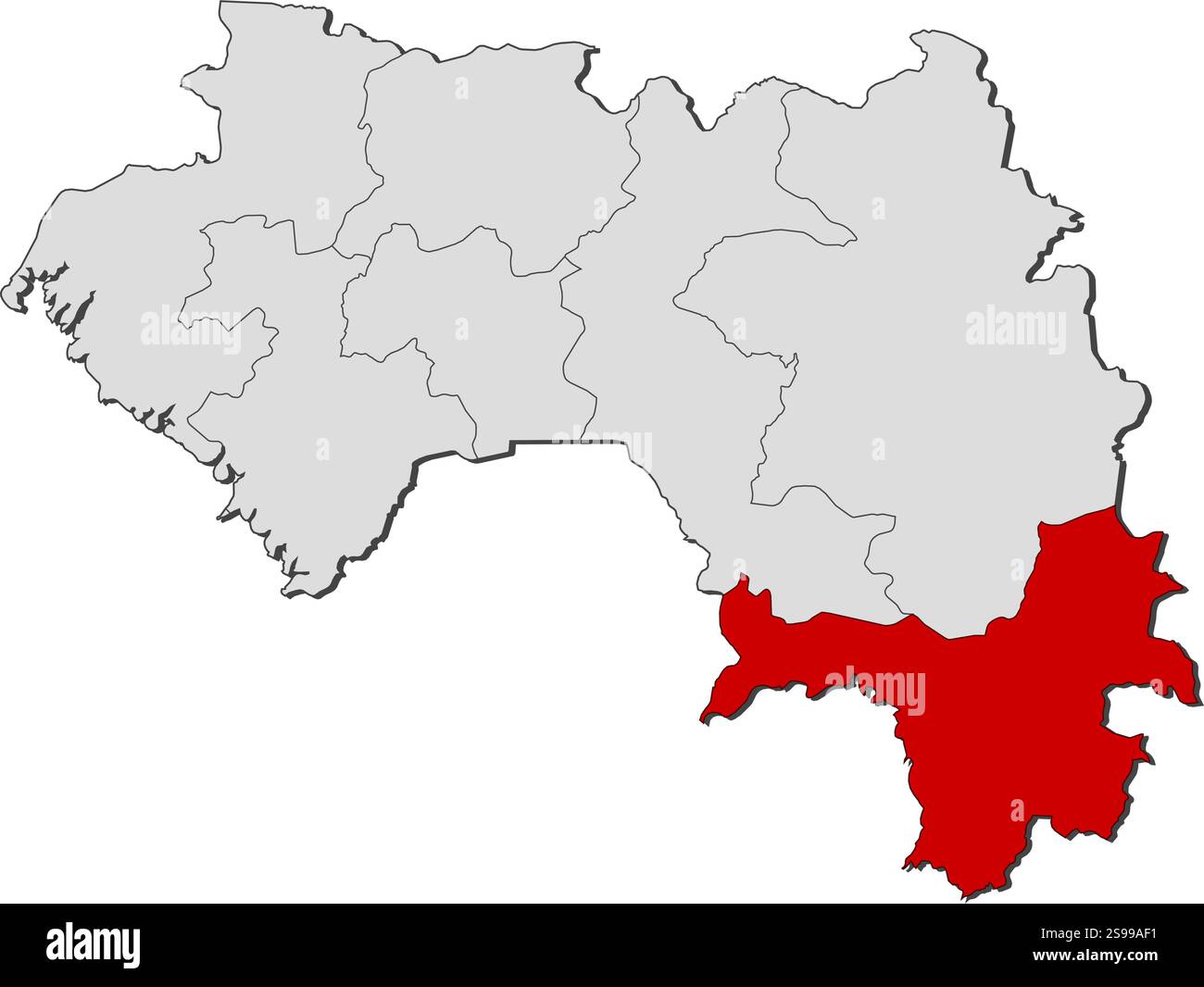 Map of Guinea with the provinces, Nzérékoré is highlighted Stock Vector ...