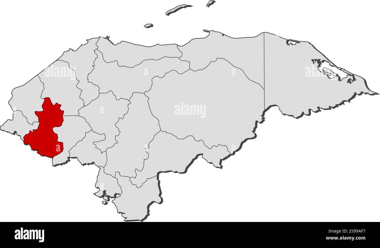 Map of Honduras with the provinces, Lempira is highlighted Stock Vector ...