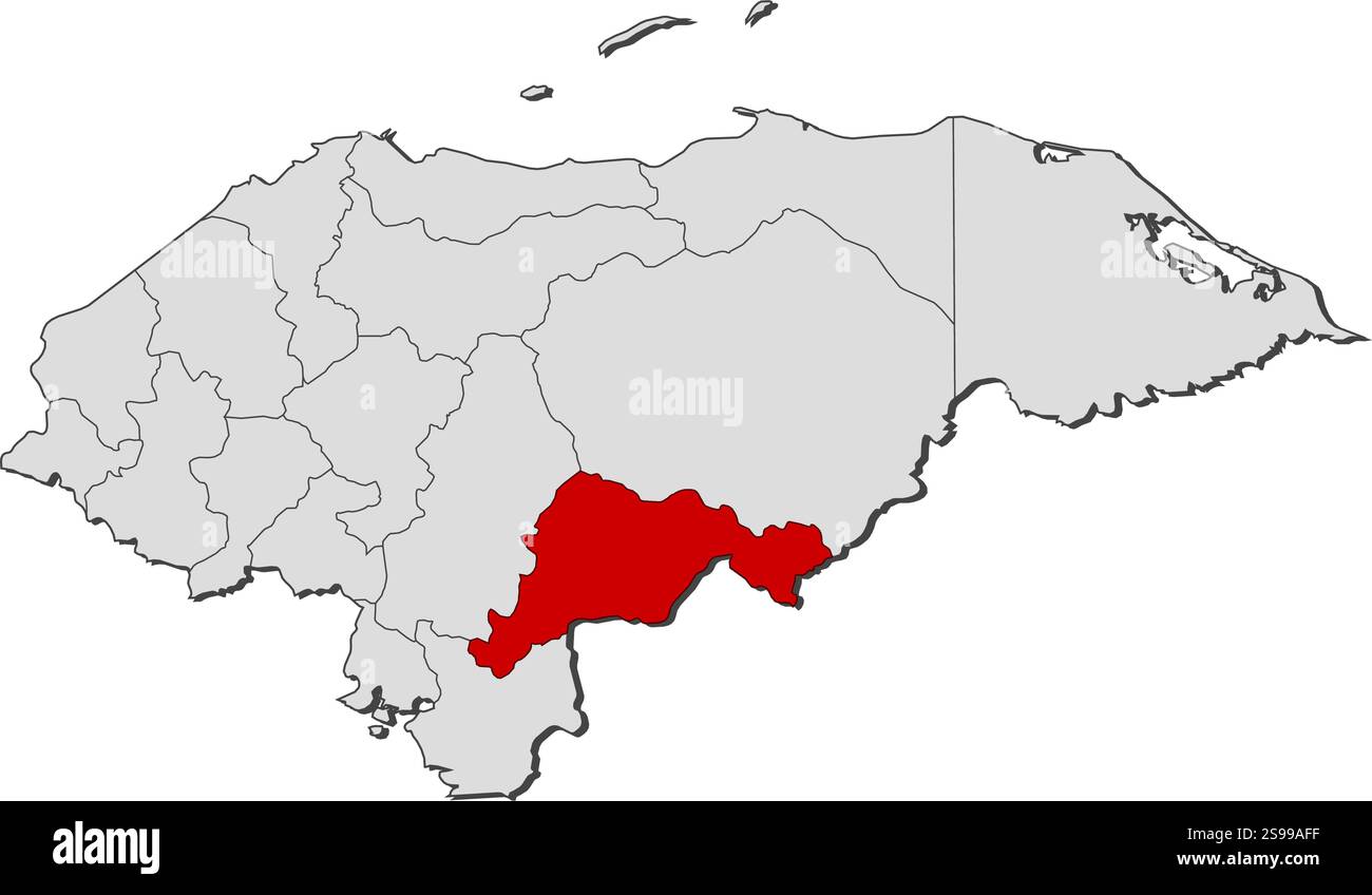 Map of Honduras with the provinces, El Paraíso is highlighted Stock ...
