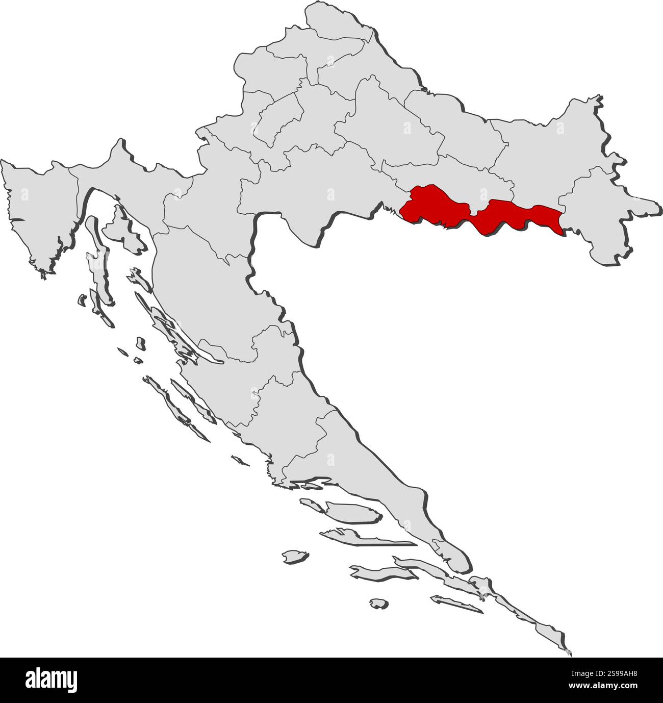 Map of Croatia with the provinces, Brod-Posavina is highlighted Stock ...