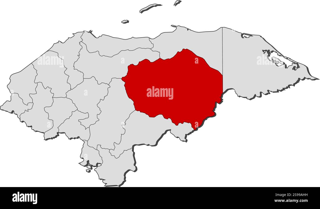 Map of Honduras with the provinces, Olancho is highlighted Stock Vector ...