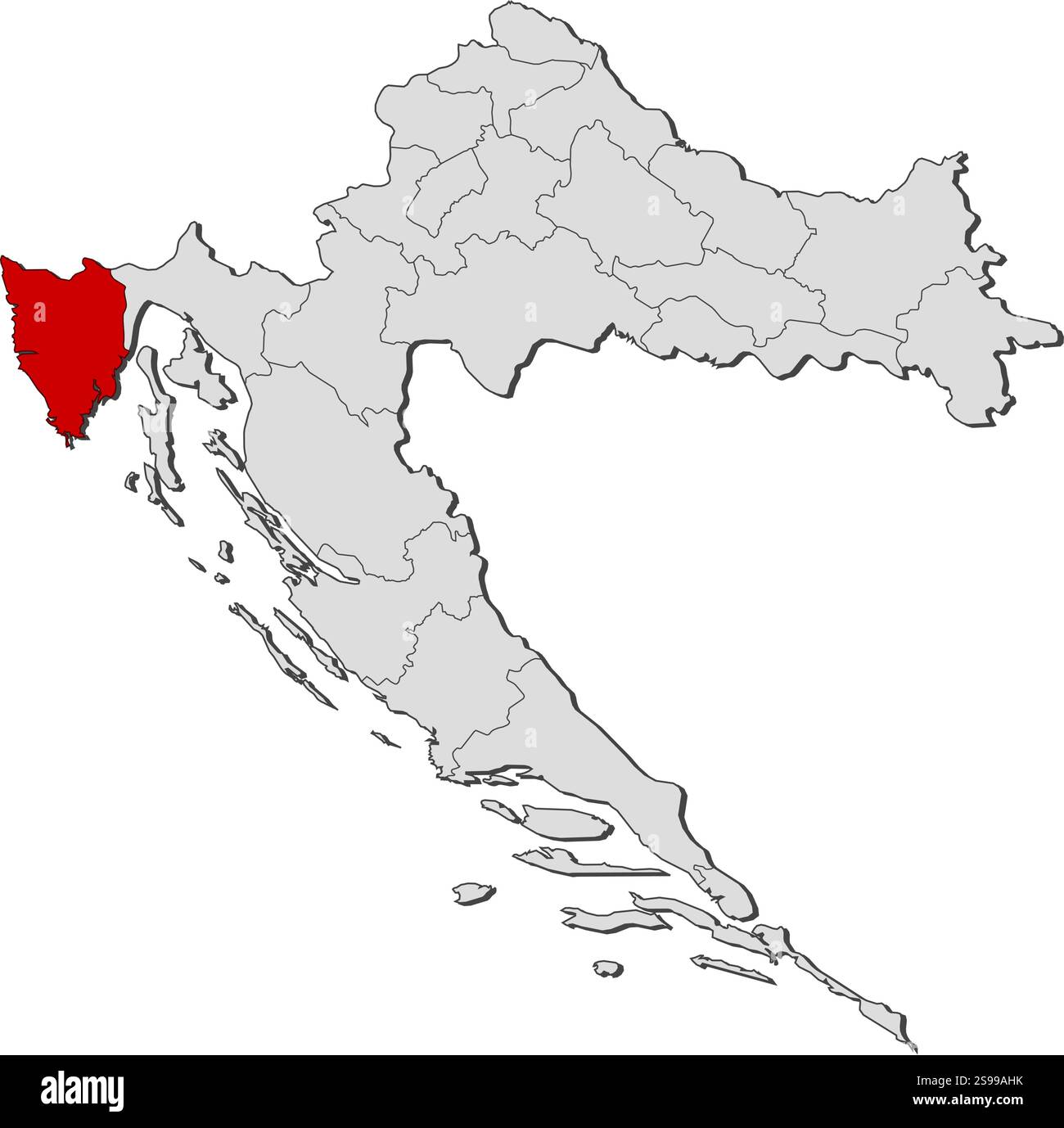 Map of Croatia with the provinces, Istria is highlighted Stock Vector ...