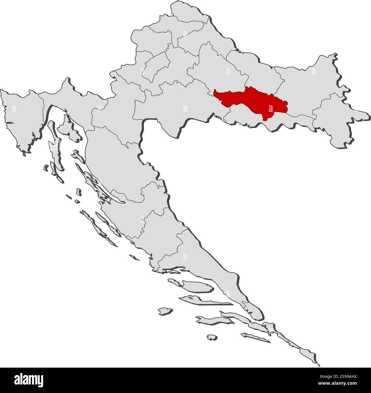 Map of Croatia with the provinces, Pozega-Slavonia is highlighted Stock ...