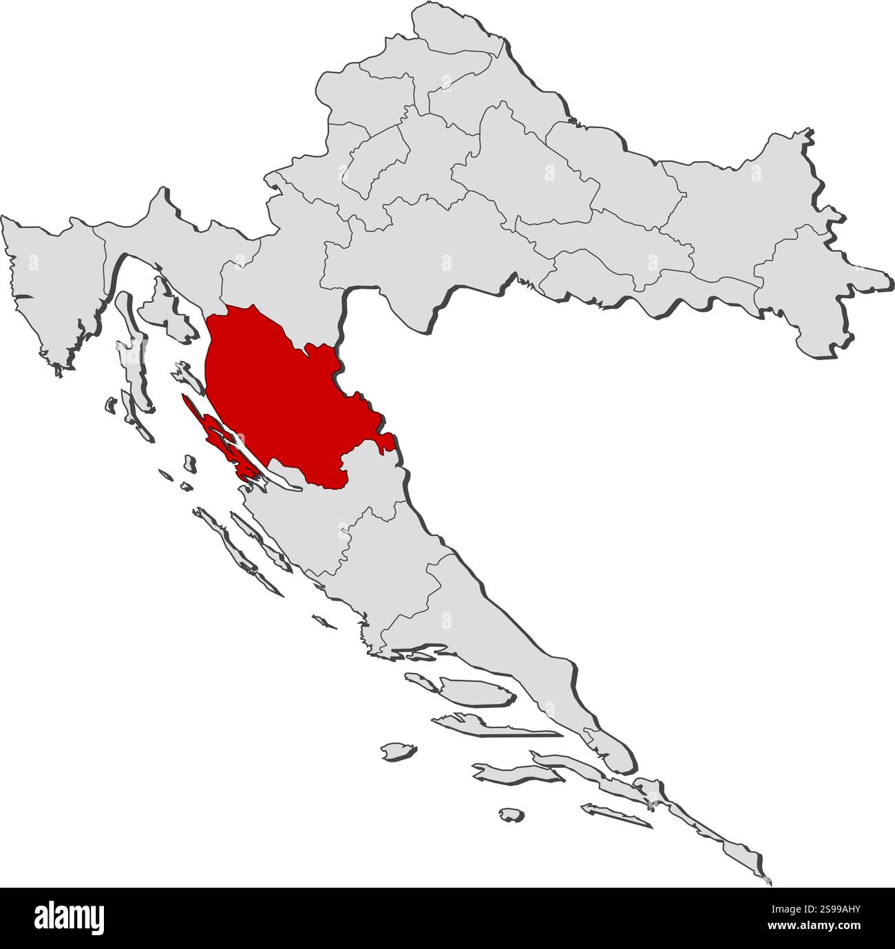 Map of Croatia with the provinces, Lika-Senj is highlighted Stock ...