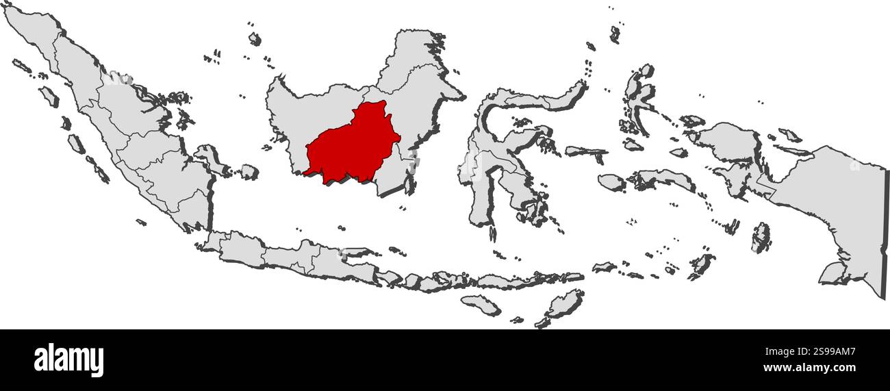 Map of Indonesia with the provinces, Central Kalimantan is highlighted ...