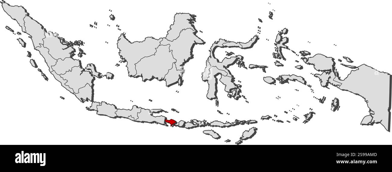 Map of Indonesia with the provinces, Bali is highlighted Stock Vector ...