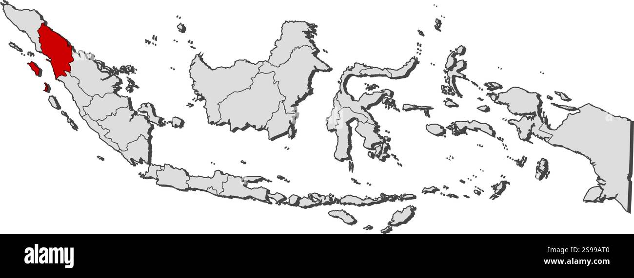 Map of Indonesia with the provinces, North Sumatra is highlighted Stock ...