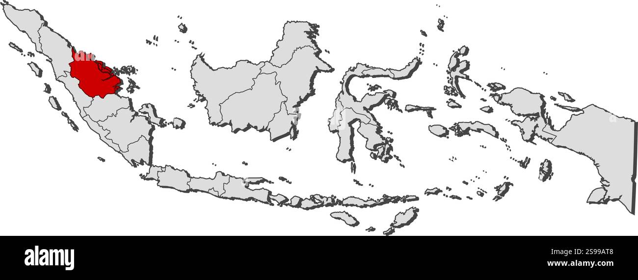 Map of Indonesia with the provinces, Riau is highlighted Stock Vector ...