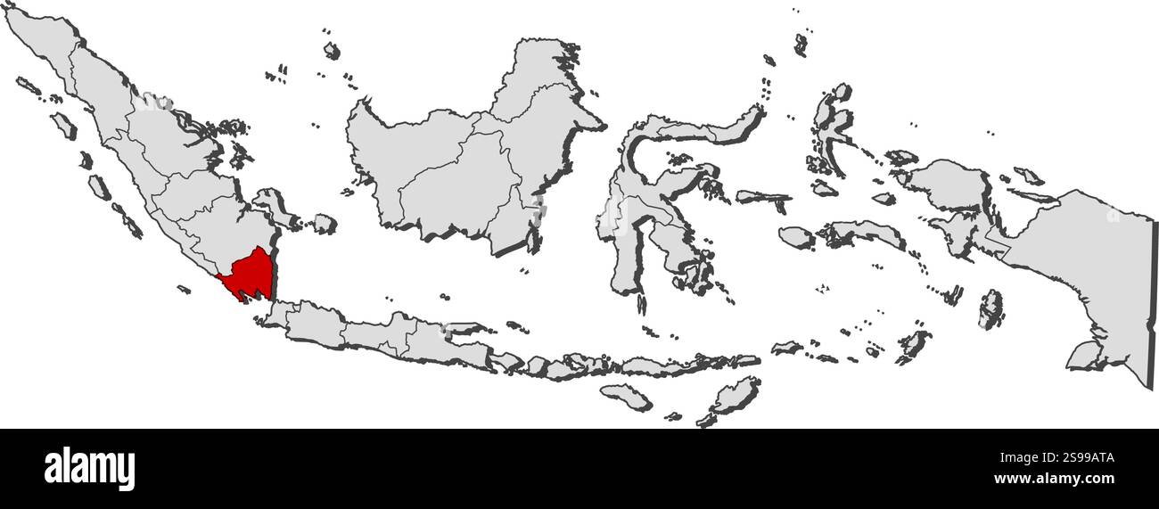 Map of Indonesia with the provinces, Lampung is highlighted Stock ...