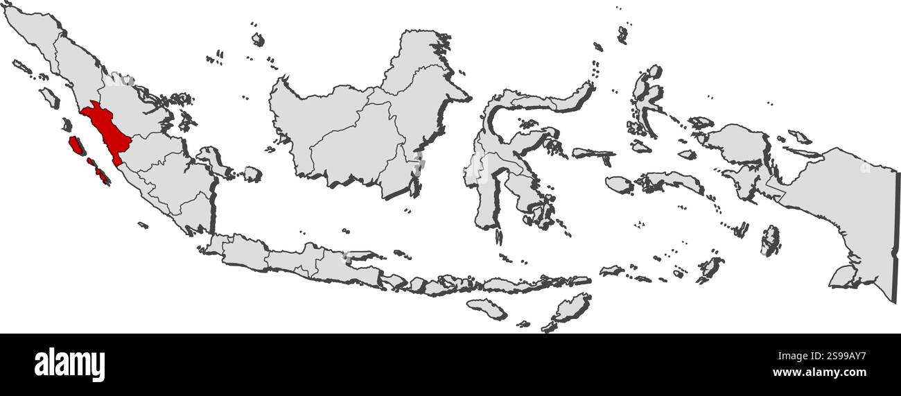 Map of Indonesia with the provinces, West Sumatra is highlighted Stock ...