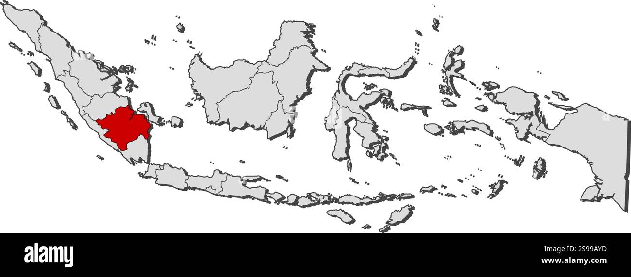 Map of Indonesia with the provinces, South Sumatra is highlighted Stock ...