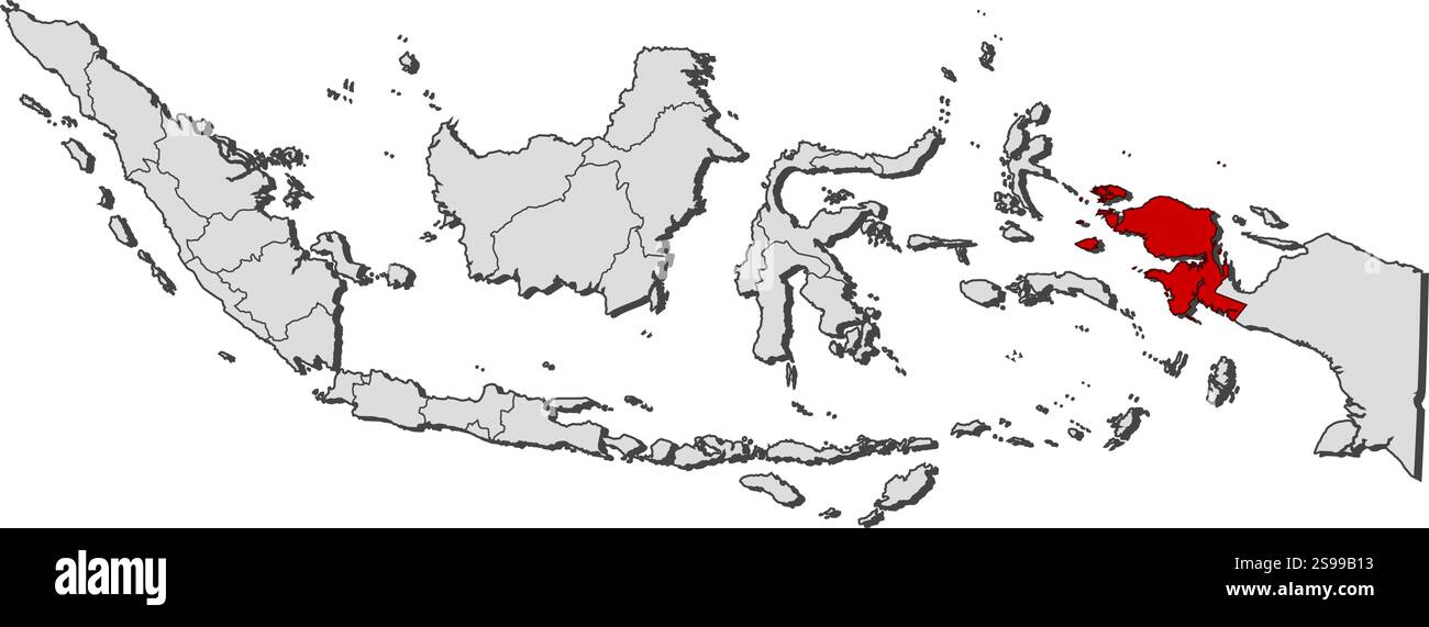 Map of Indonesia with the provinces, West Papua is highlighted Stock ...