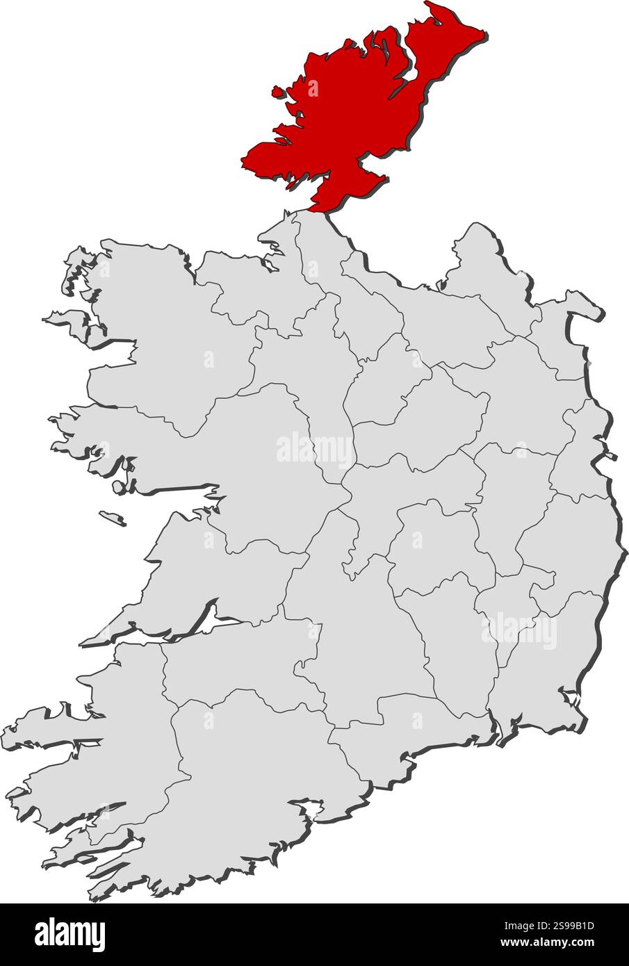 Map of Ireland with the provinces, Donegal is highlighted Stock Vector ...