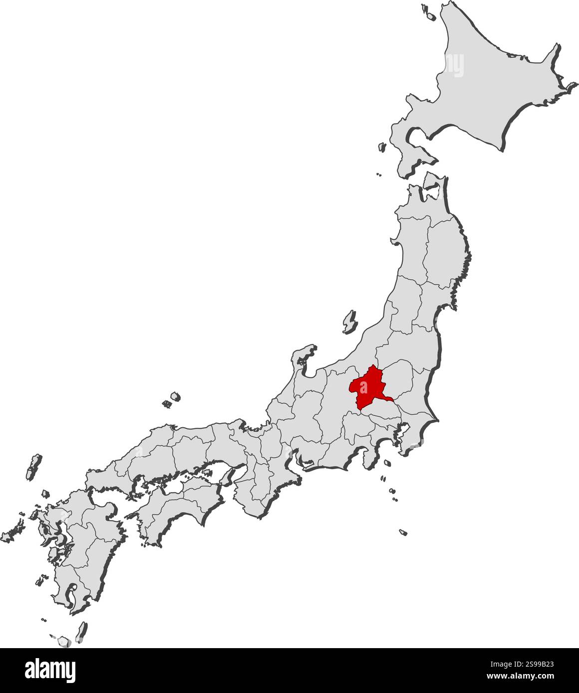 Map of Japan with the provinces, Gunma is highlighted Stock Vector ...
