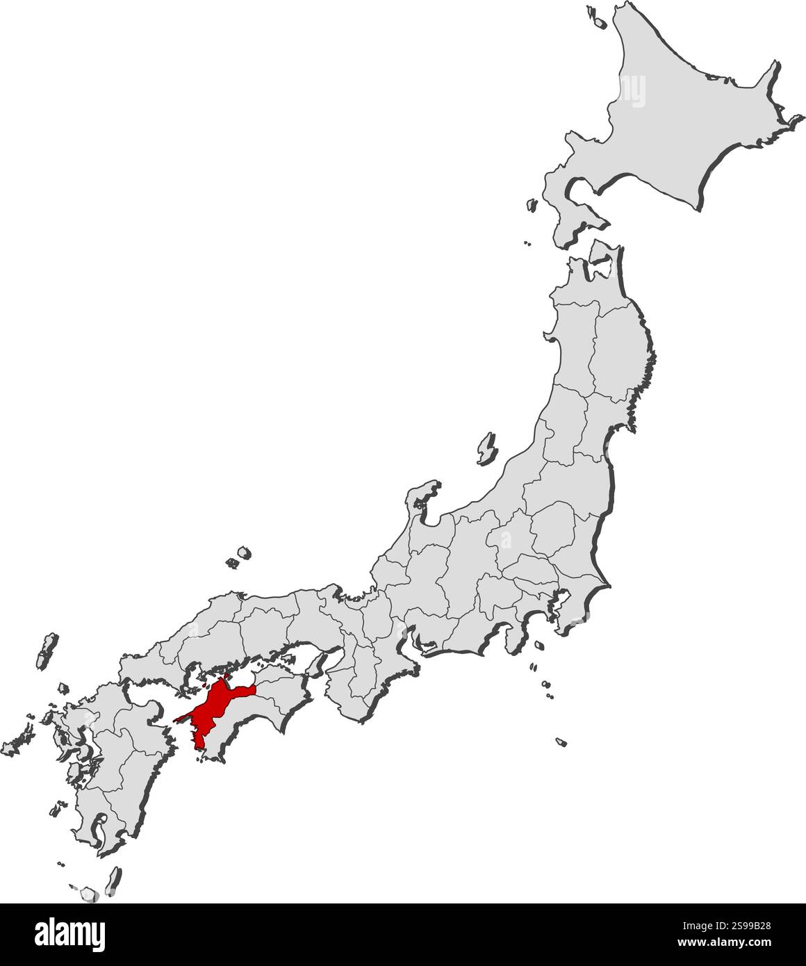Map of Japan with the provinces, Ehime is highlighted Stock Vector ...
