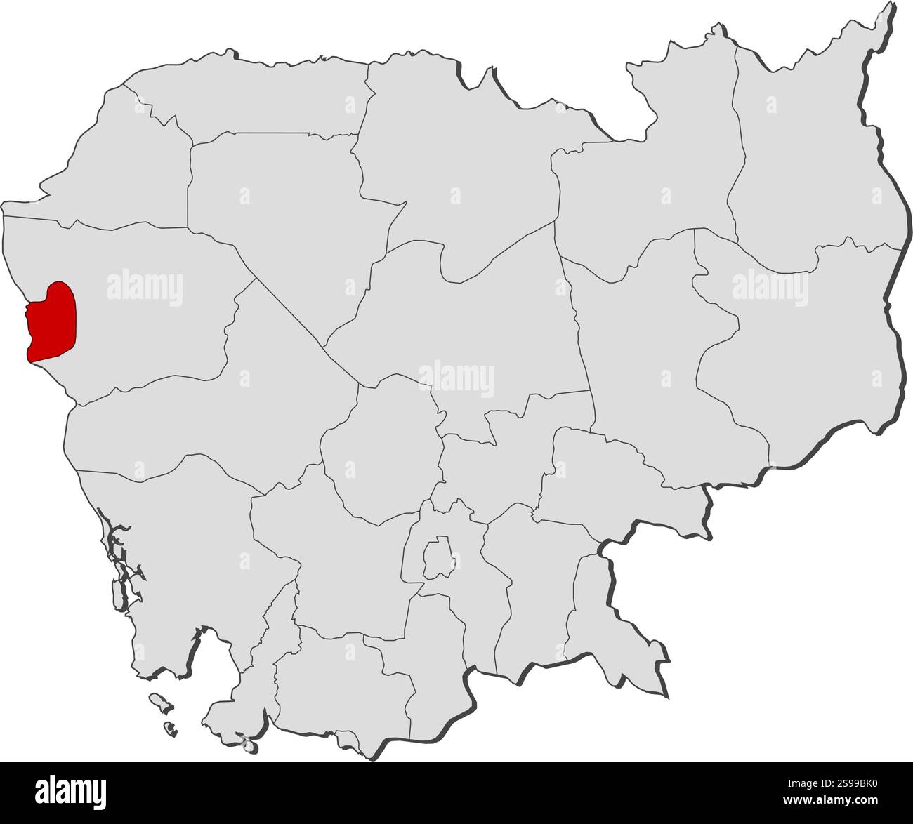 Map of Cambodia with the provinces, Pailin is highlighted Stock Vector ...