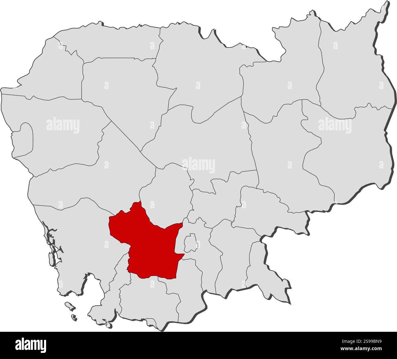 Map of Cambodia with the provinces, Kampong Speu is highlighted Stock Vector Image & Art - Alamy