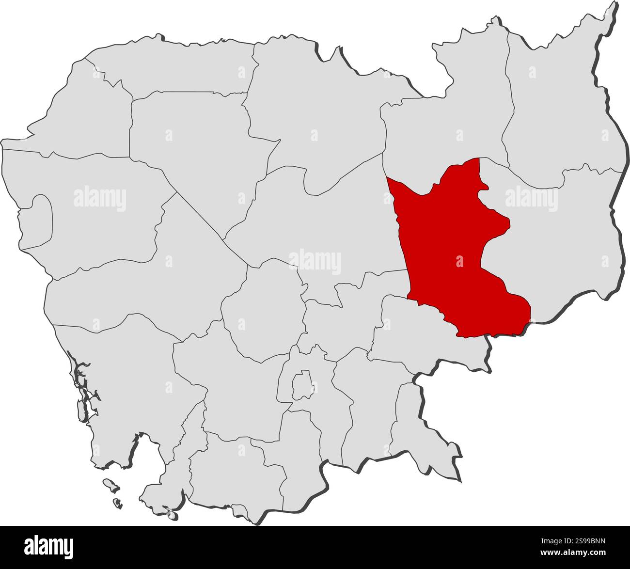 Map of Cambodia with the provinces, Kratie is highlighted Stock Vector ...