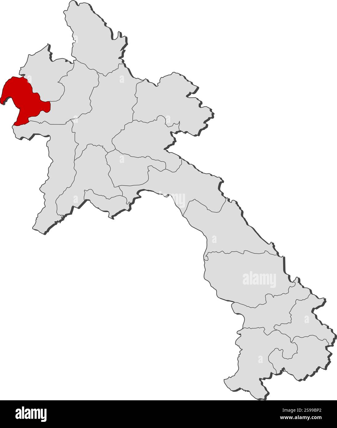 Map of Laos with the provinces, Bokeo is highlighted Stock Vector Image ...