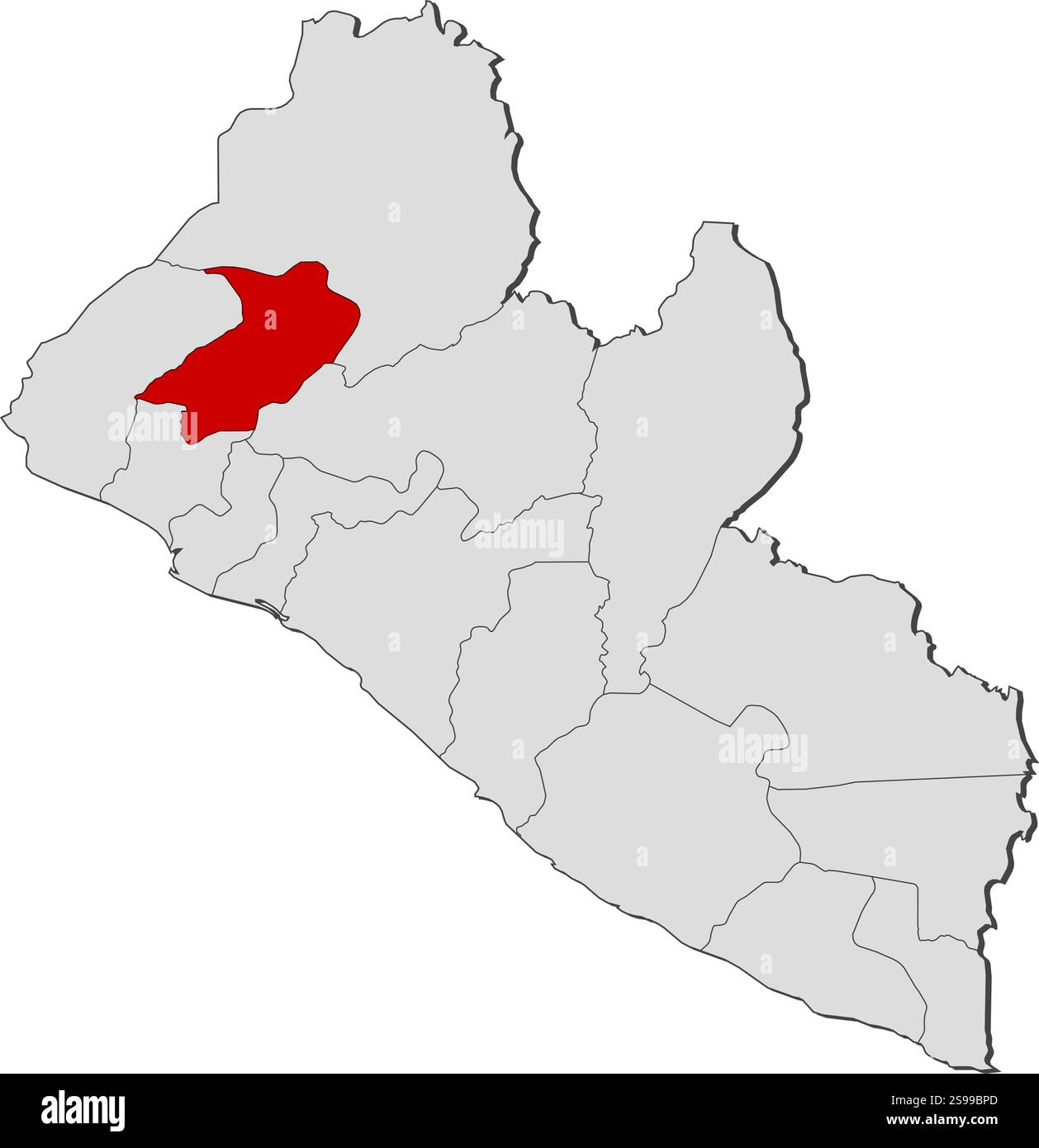 Map of Liberia with the provinces, Gbarpolu is highlighted Stock Vector ...