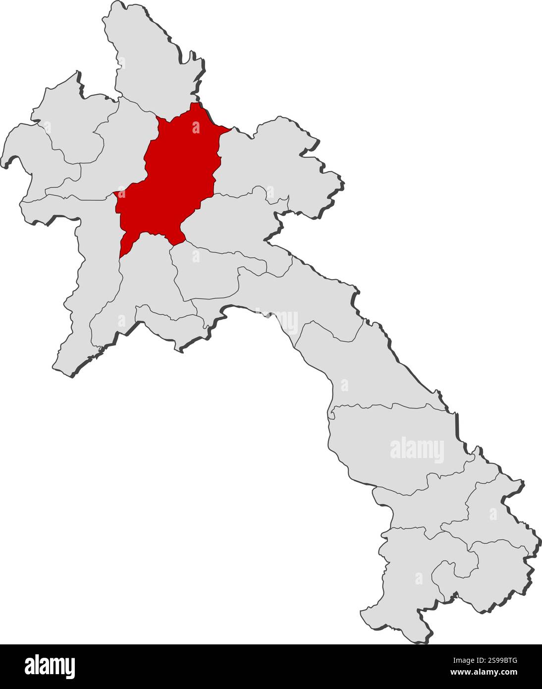 Map of Laos with the provinces, Luang Prabang is highlighted Stock ...