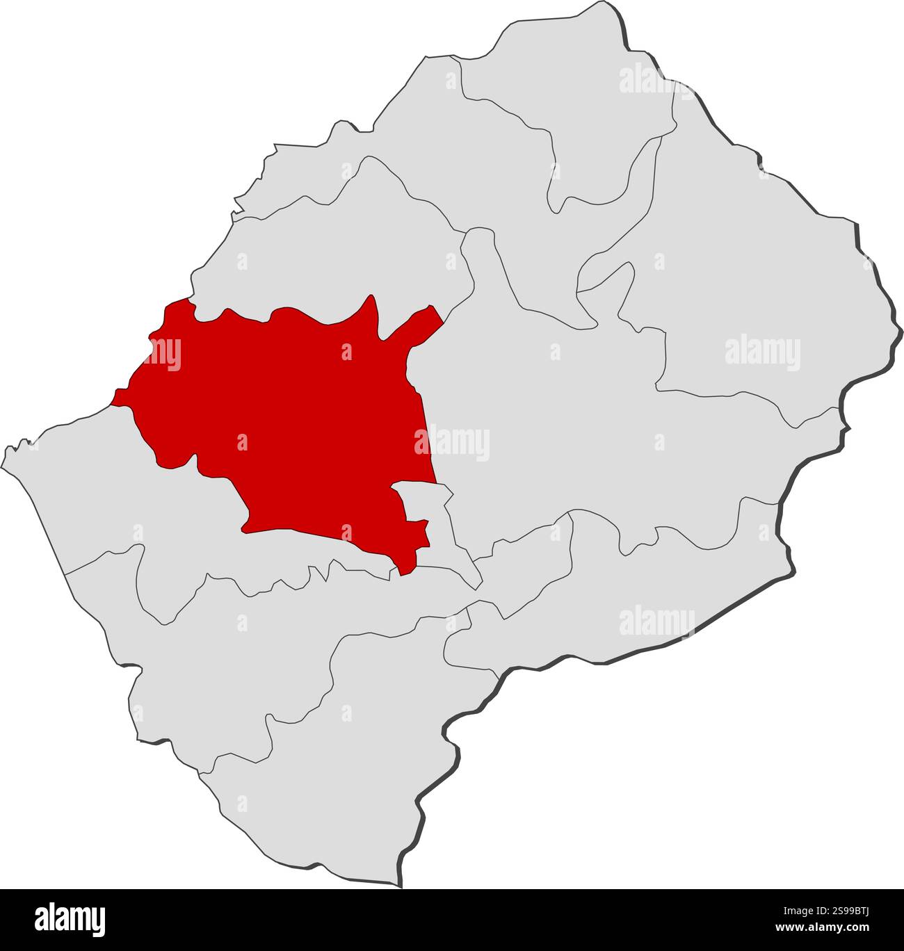 Map of Lesotho with the provinces, Maseru is highlighted Stock Vector ...