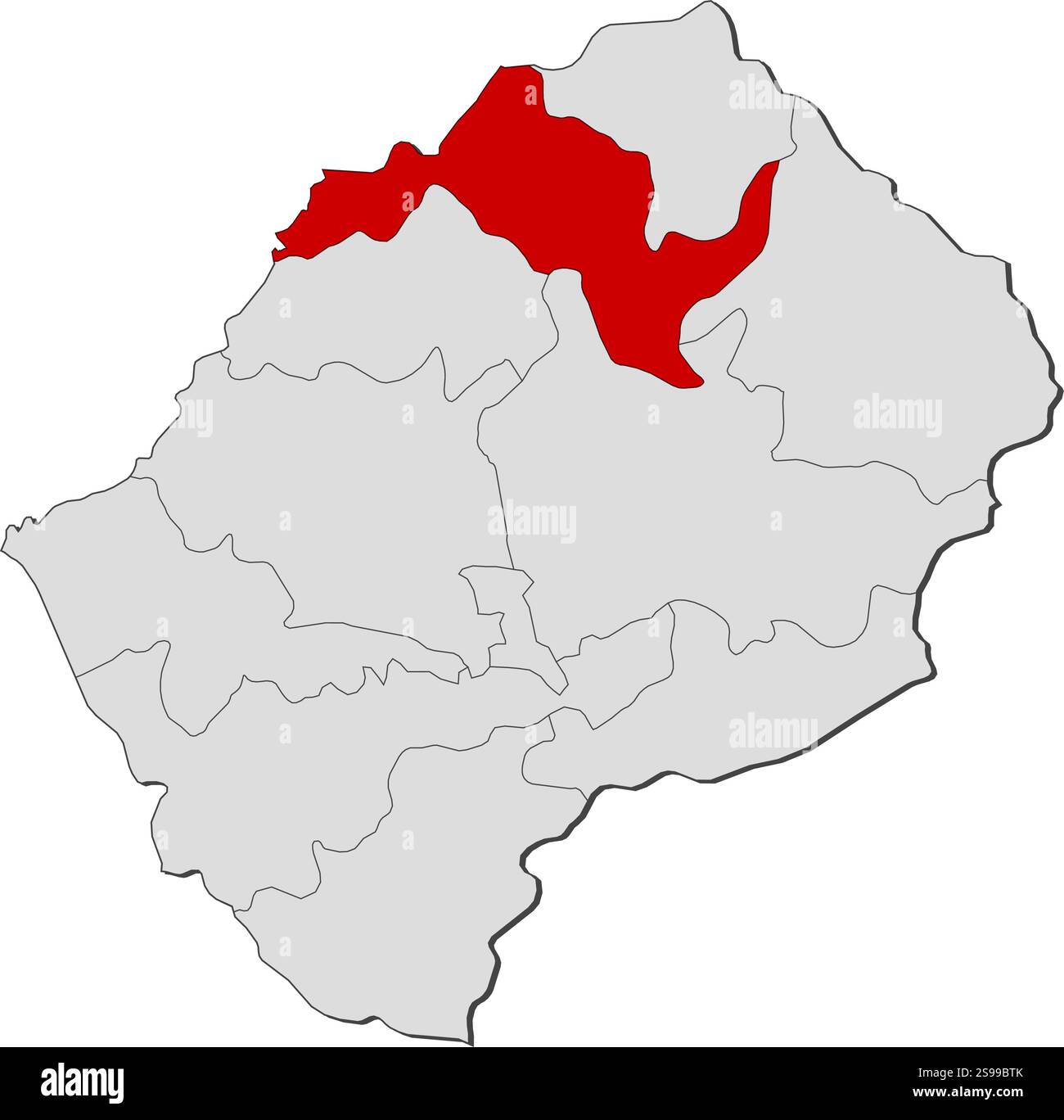 Map of Lesotho with the provinces, Leribe is highlighted Stock Vector ...