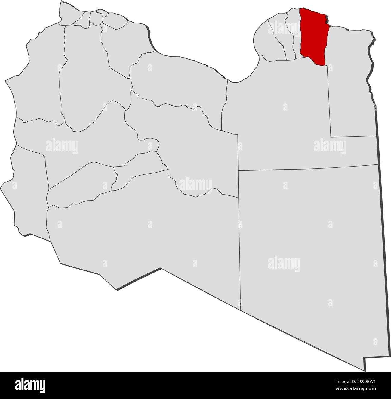 Map of Libya with the provinces, Derna is highlighted Stock Vector ...