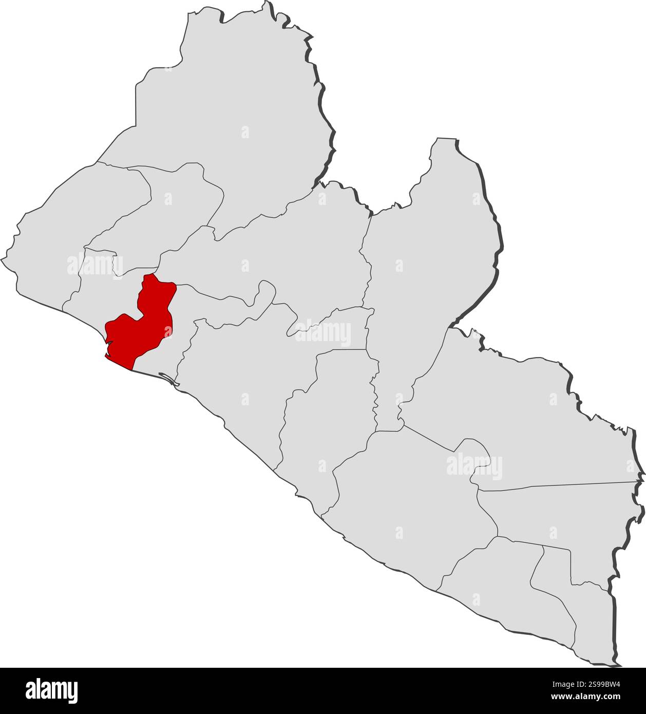 Map of Liberia with the provinces, Montserrado is highlighted Stock ...