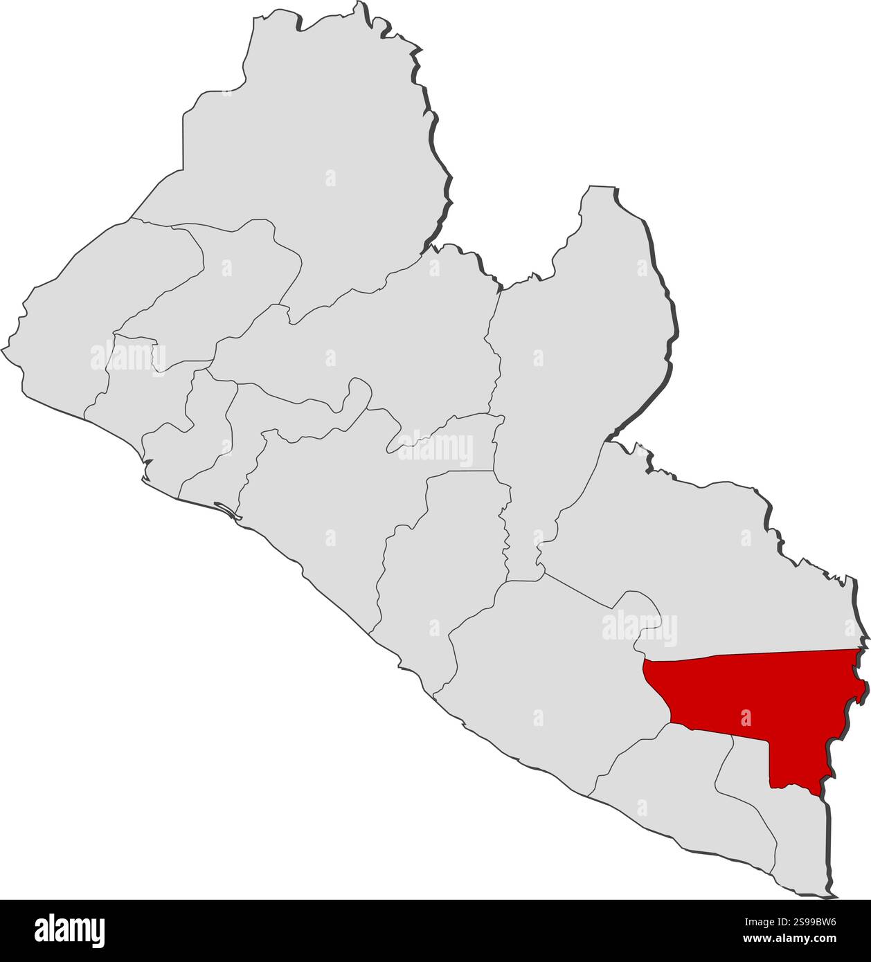 Map of Liberia with the provinces, River Gee is highlighted Stock ...