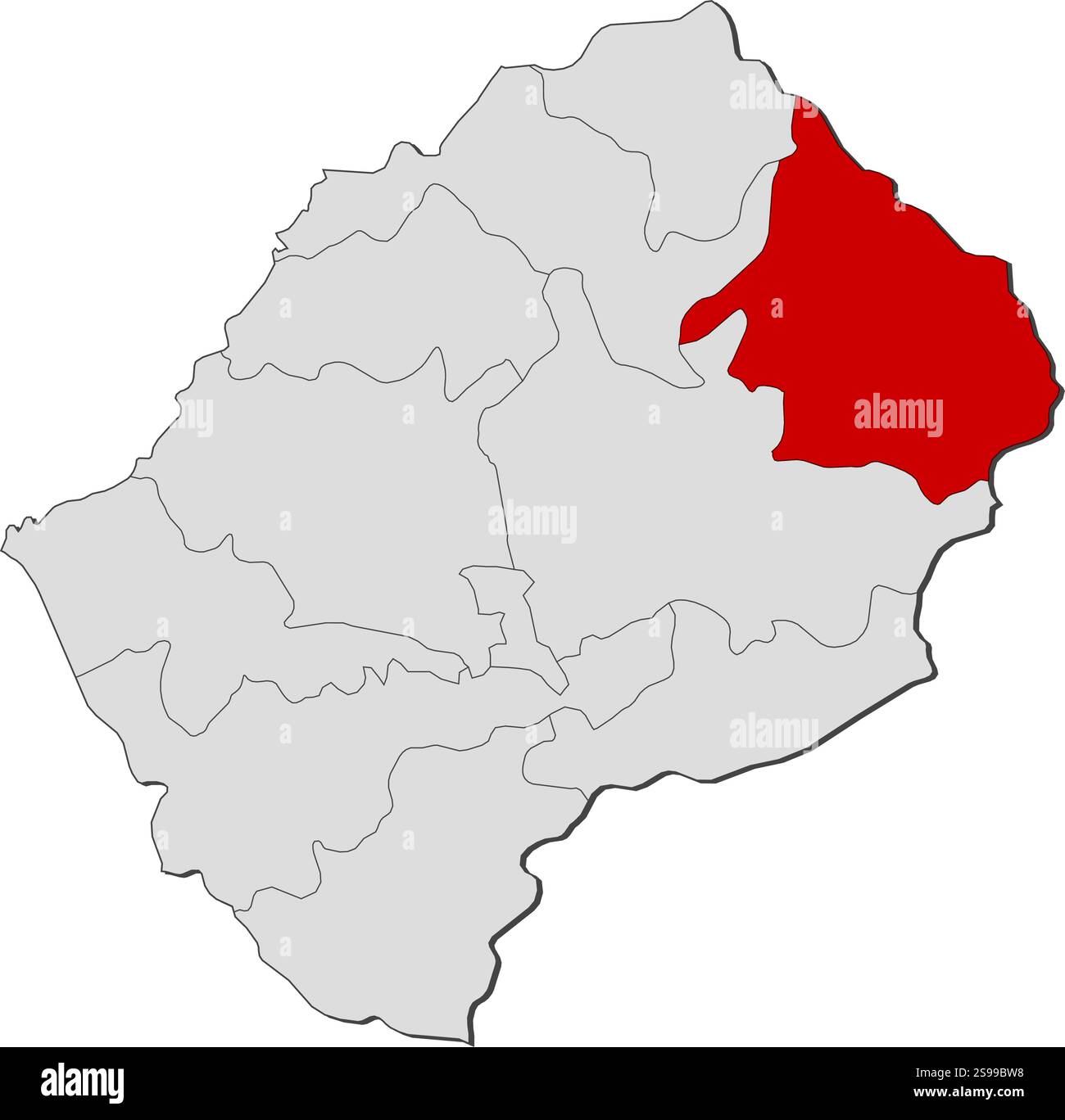 Map of Lesotho with the provinces, Mokhotlong is highlighted Stock ...