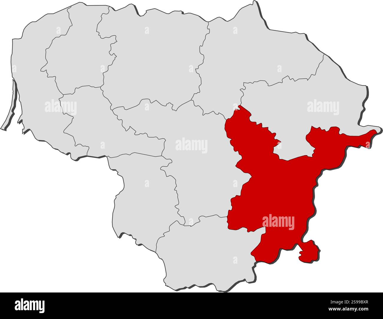 Map of Lithuania with the provinces, Vilnius is highlighted Stock ...
