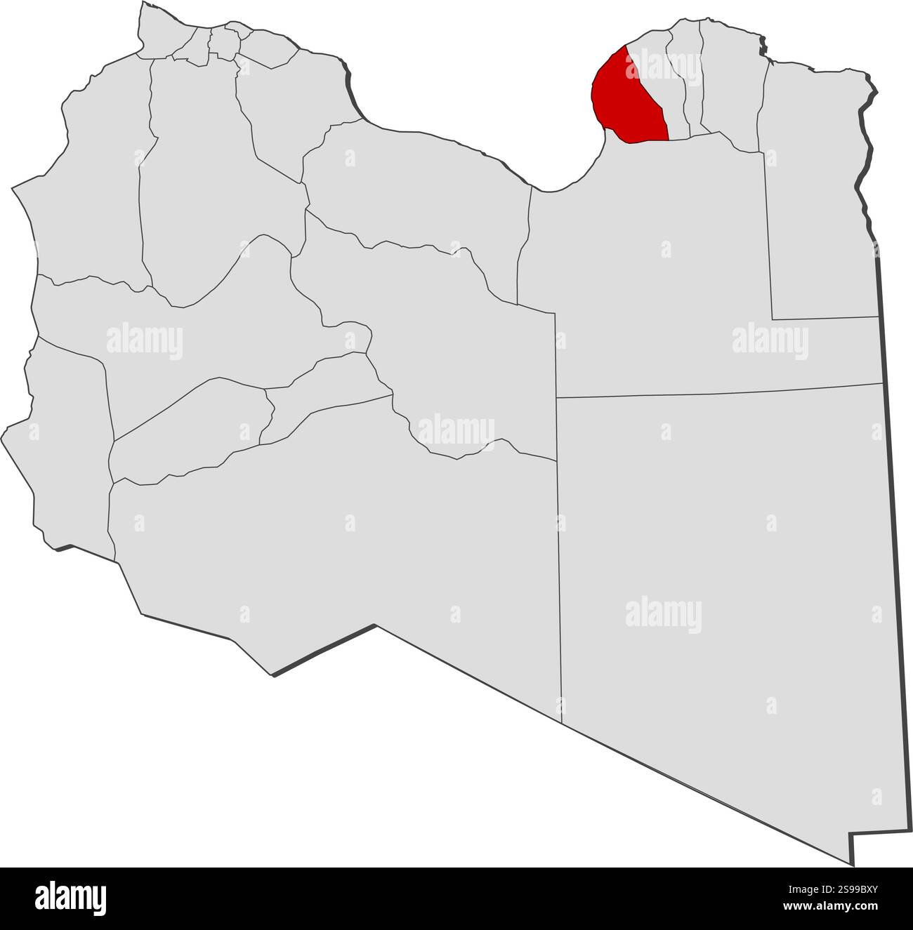 Map of Libya with the provinces, Benghazi is highlighted Stock Vector ...