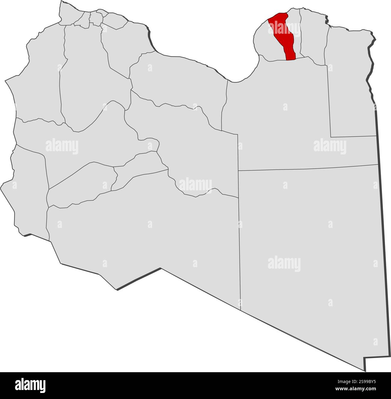 Map of Libya with the provinces, Marj is highlighted Stock Vector Image ...